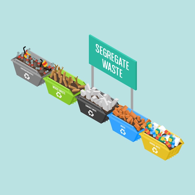 Vibrant Waste Sorting Bins with Segregate Waste Sign | Jiffy Designs