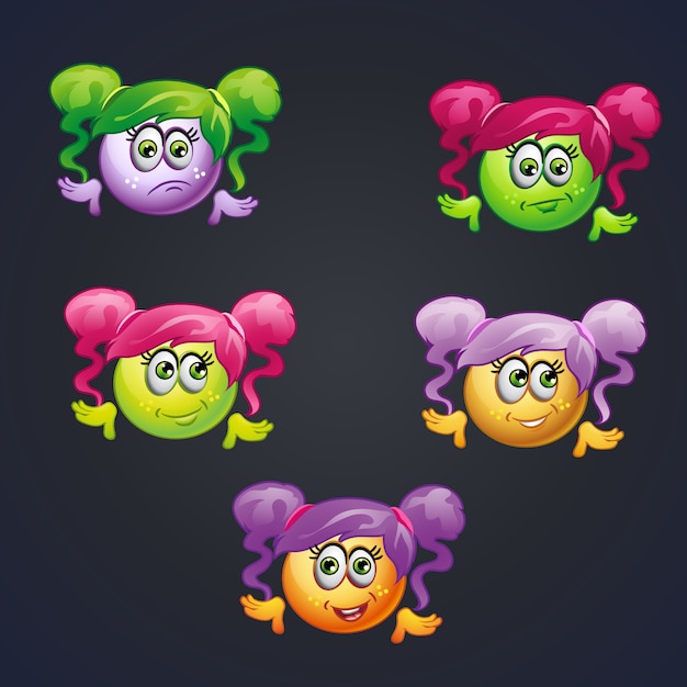 Vibrant Cartoon Faces with Colorful Pom-Pom Hair | Jiffy Designs