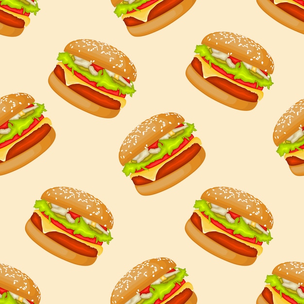 Delectable Burger Delight: A Mouthwatering Seamless Pattern | Jiffy Designs