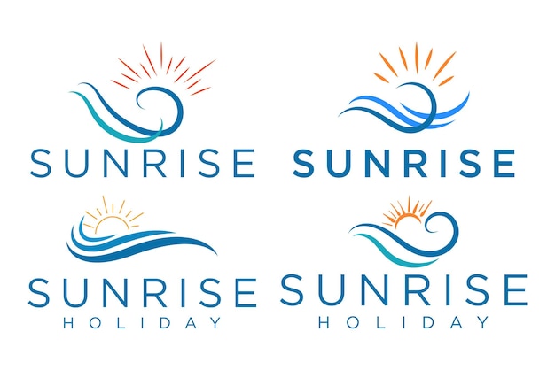 Vibrant Sunrise Holiday Logos with Sun and Wave Motifs | Jiffy Designs