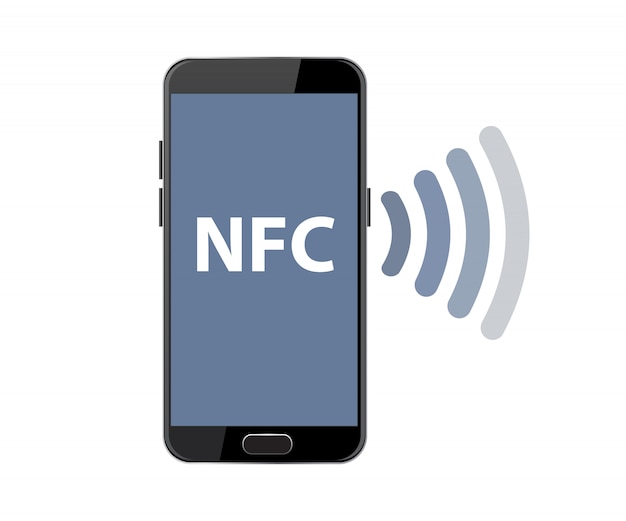 Smartphone Screen Displaying NFC Technology with Radio Wave Signals ...
