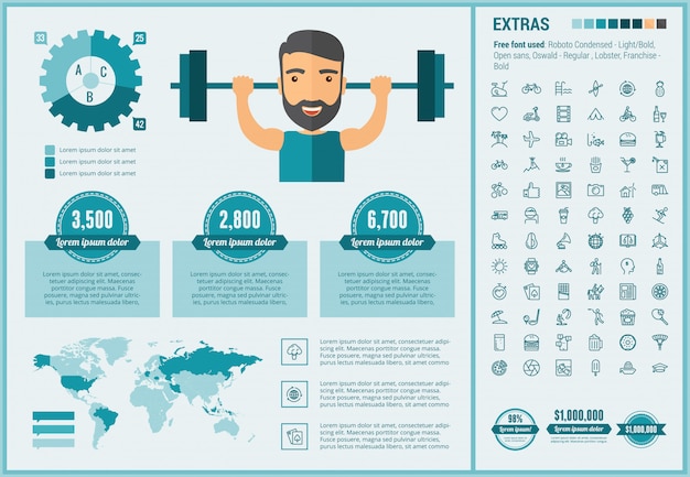 Muscular Man Lifting Weights in Fitness Infographic | Jiffy Designs