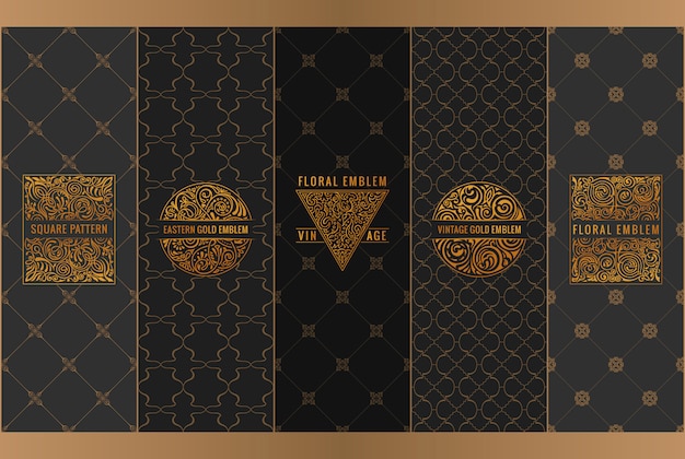 Elegant Black and Gold Floral Emblem Collection for Versatile Branding ...