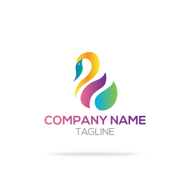 Vibrant Multicolored Swan Logo with Company Name and Tagline | Jiffy ...