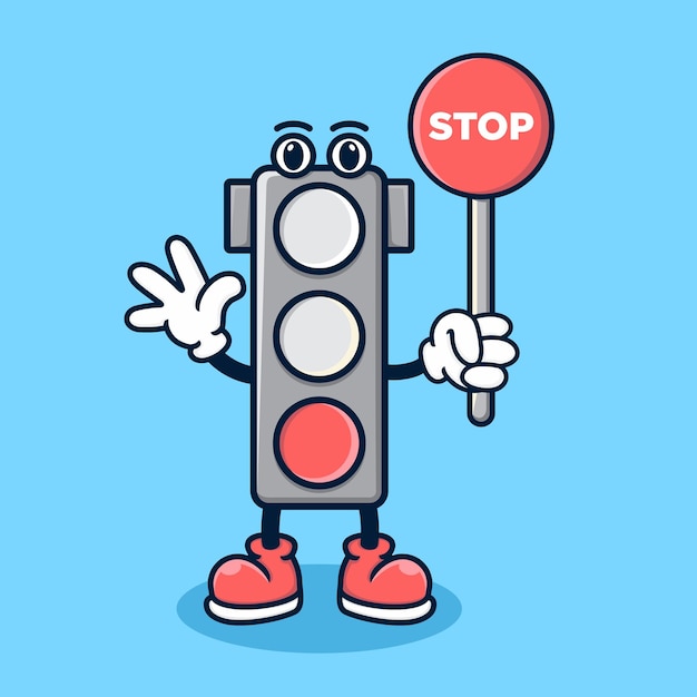 Friendly Traffic Light Character Holding Stop Sign | Jiffy Designs