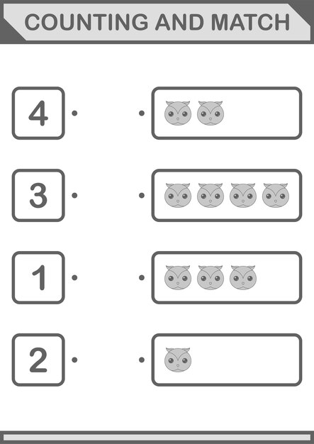Counting and Matching Cute Cartoon Cat Faces | Jiffy Designs