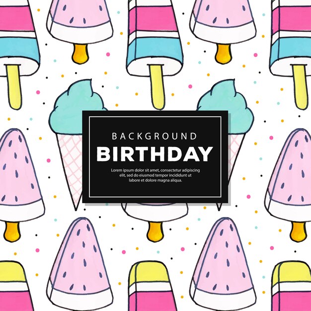 Colorful Popsicle Pattern with Birthday Text Overlay | Jiffy Designs