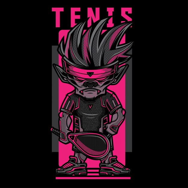 Fierce Anime Tennis Player Strikes a Powerful Pose | Jiffy Designs