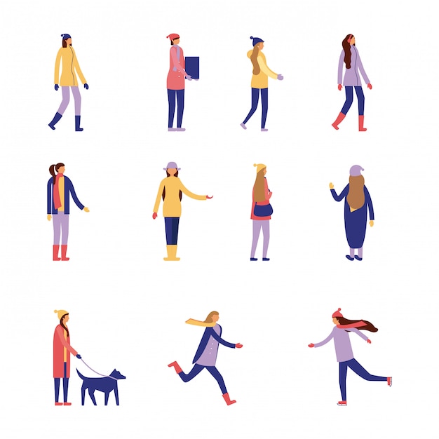 Diverse Collection of Stylized Human Figures in Casual Attire | Jiffy ...