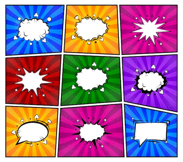Vibrant Comic Book Explosion Bubbles with Radiant Backgrounds | Jiffy ...