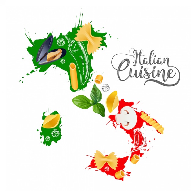 Vibrant Italian Cuisine Map with Iconic Ingredients | Jiffy Designs