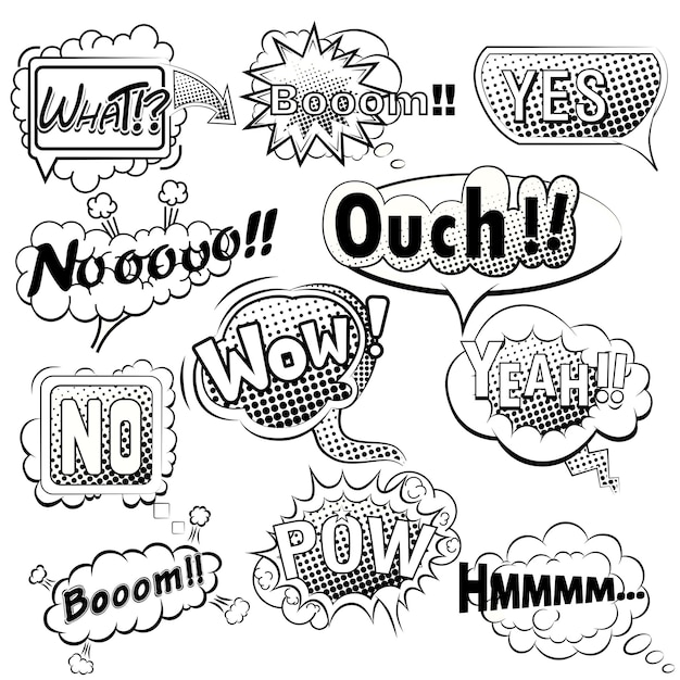 Expressive Comic Book Style Speech Bubbles with Impactful Words | Jiffy ...