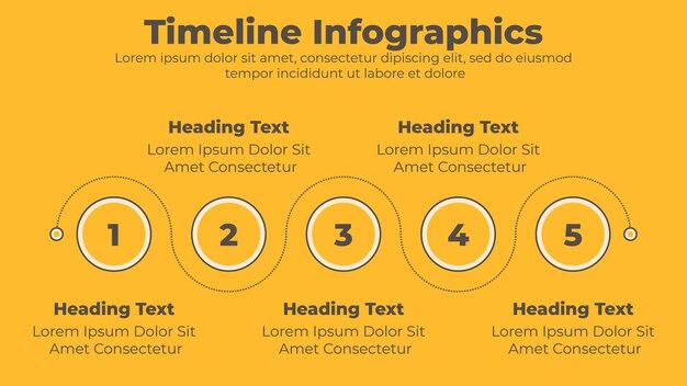 Vibrant Timeline Infographic with Numbered Circles and Heading Text ...