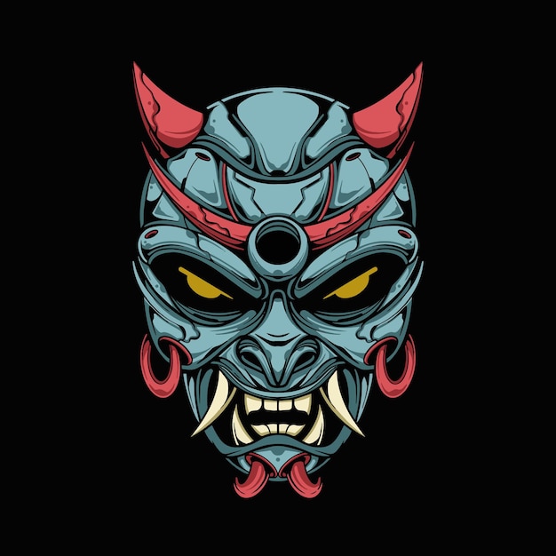 Fearsome Oni Mask with Glowing Eyes and Menacing Horns | Jiffy Designs