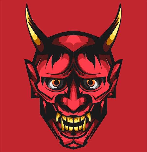Menacing Demonic Mask with Horns and Grinning Teeth | Jiffy Designs