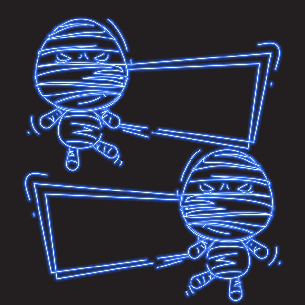 Glowing Blue Mummy Figures with Blank Frames | Jiffy Designs