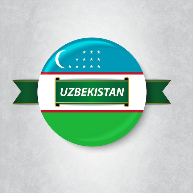 Vibrant Uzbekistan Emblem with Crescent Moon and Stars | Jiffy Designs