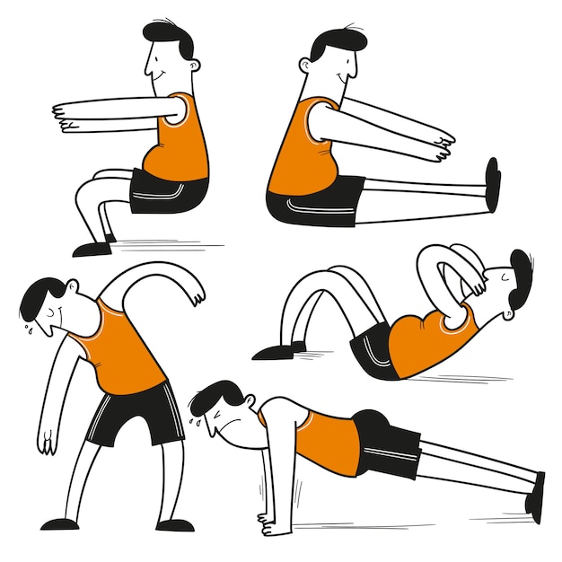 Diverse Collection of Minimalist Fitness Poses and Exercises | Jiffy ...