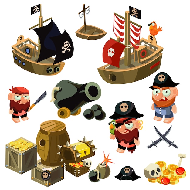 Vibrant Collection of Whimsical Pirate-Themed Illustrations | Jiffy Designs