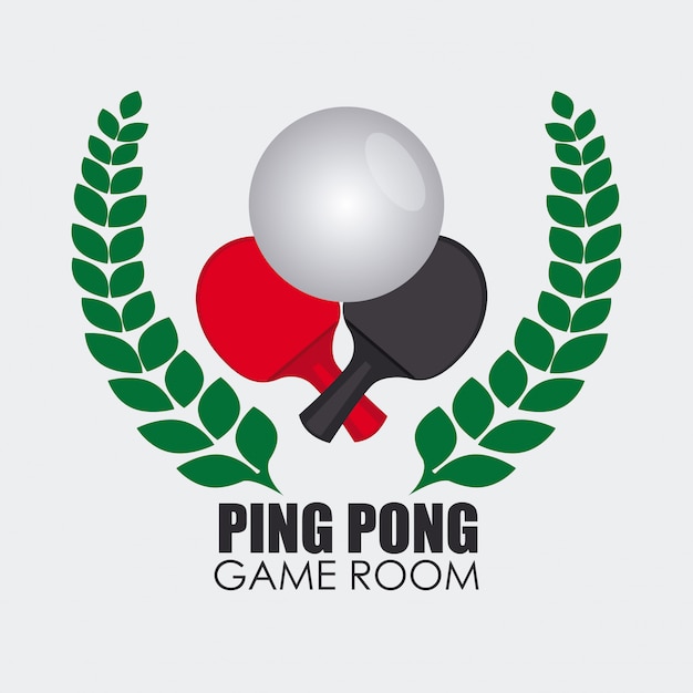 Ping Pong Game Room Emblem with Laurel Wreath Design | Jiffy Designs