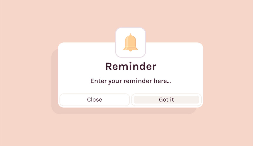 Reminder, Notification Page With Floating Elements And Business ...