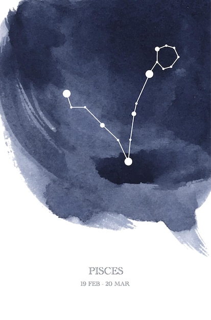 Ethereal Constellation of Pisces in Midnight Watercolor | Jiffy Designs