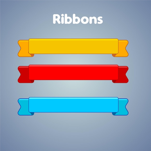 Vibrant Ribbon Banners in Primary Colors on Gray Background | Jiffy Designs