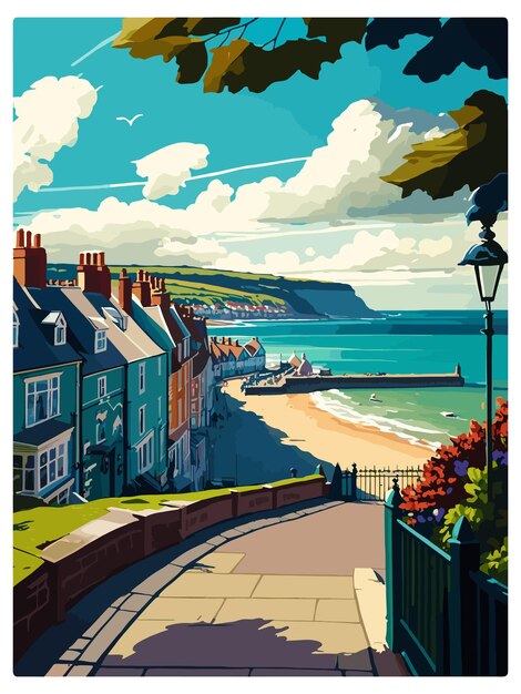 Picturesque Coastal Town with Vibrant Scenery and Charming Architecture ...