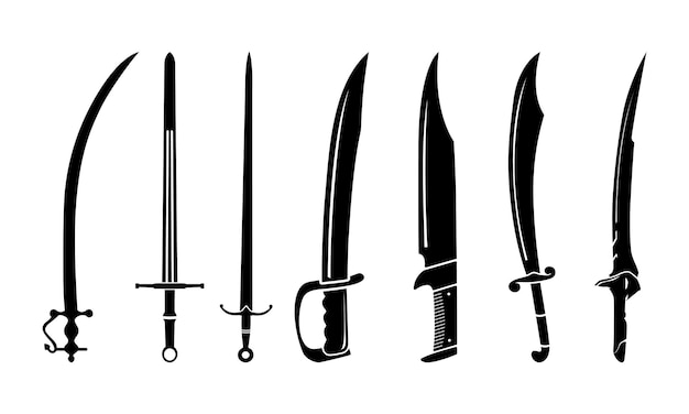 Diverse Collection of Iconic Sword Silhouettes | Jiffy Designs