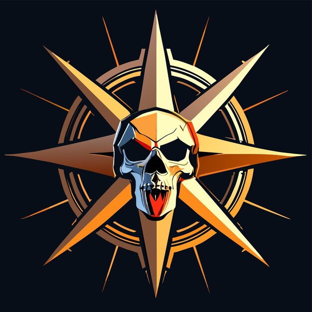 Fearsome Skull Compass Rose Emblem | Jiffy Designs
