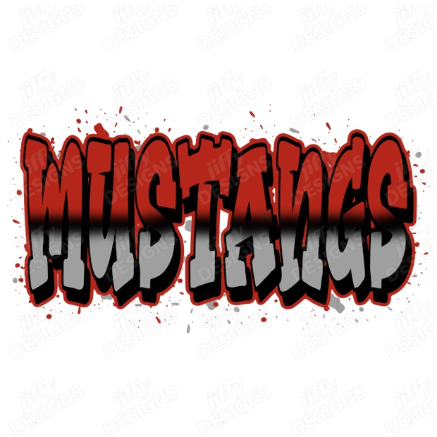 'Mustangs' Graffiti-Style Text with Bold Red and Black Gradient | Jiffy ...