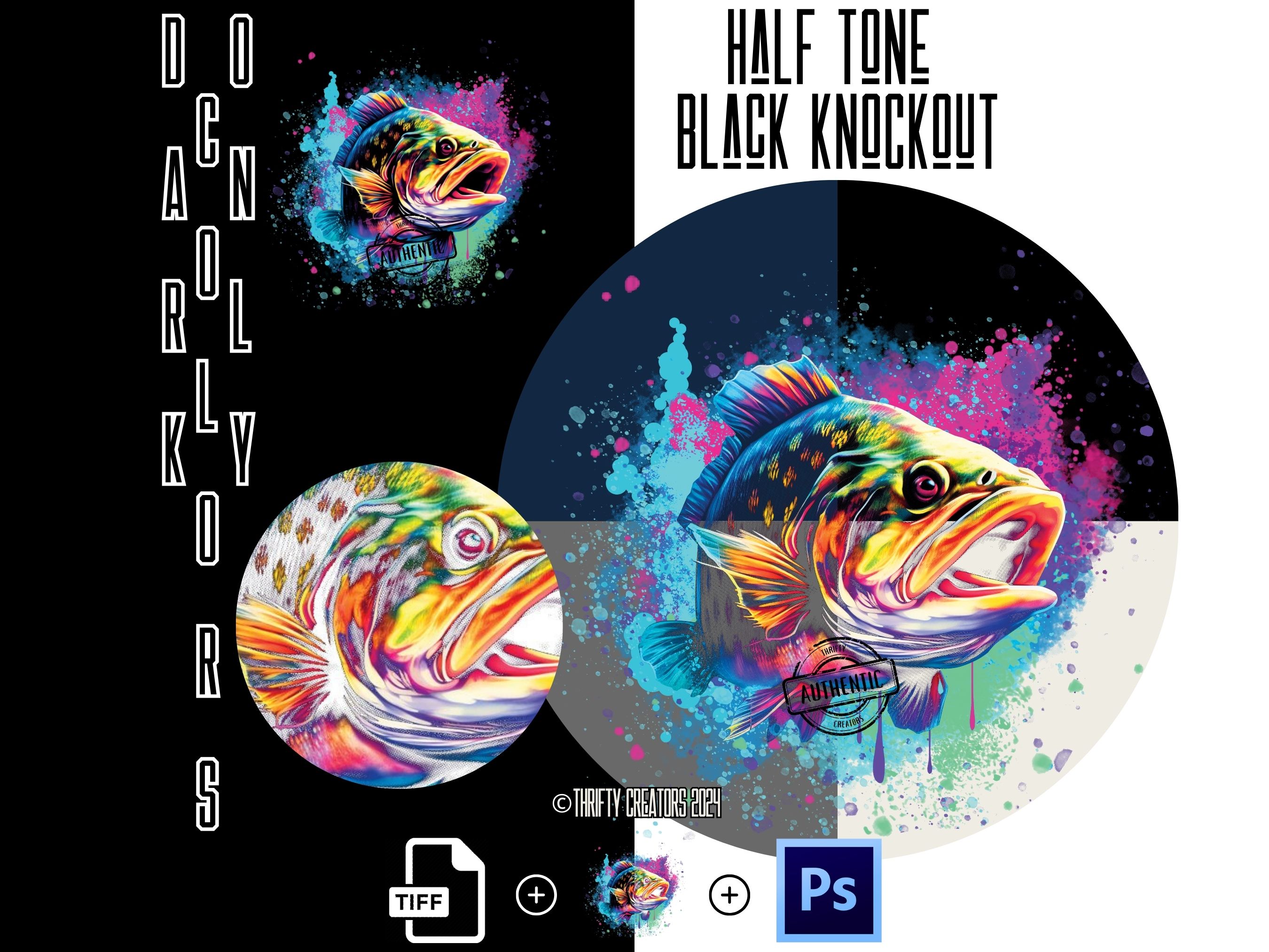 Colorful Bass Fish, Halftone, Half tone, Half-tone, graffiti ...