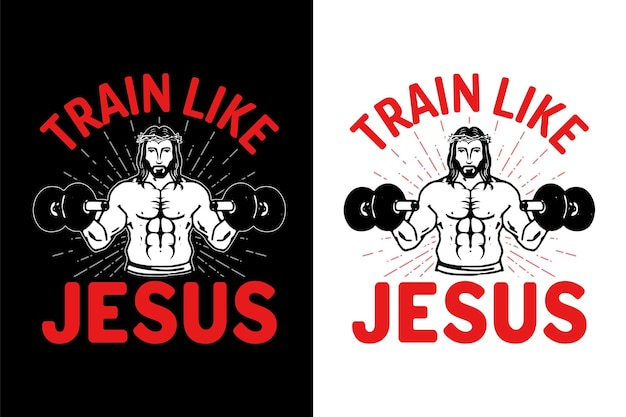 Muscular Jesus Lifting Weights with Motivational Slogan | Jiffy Designs