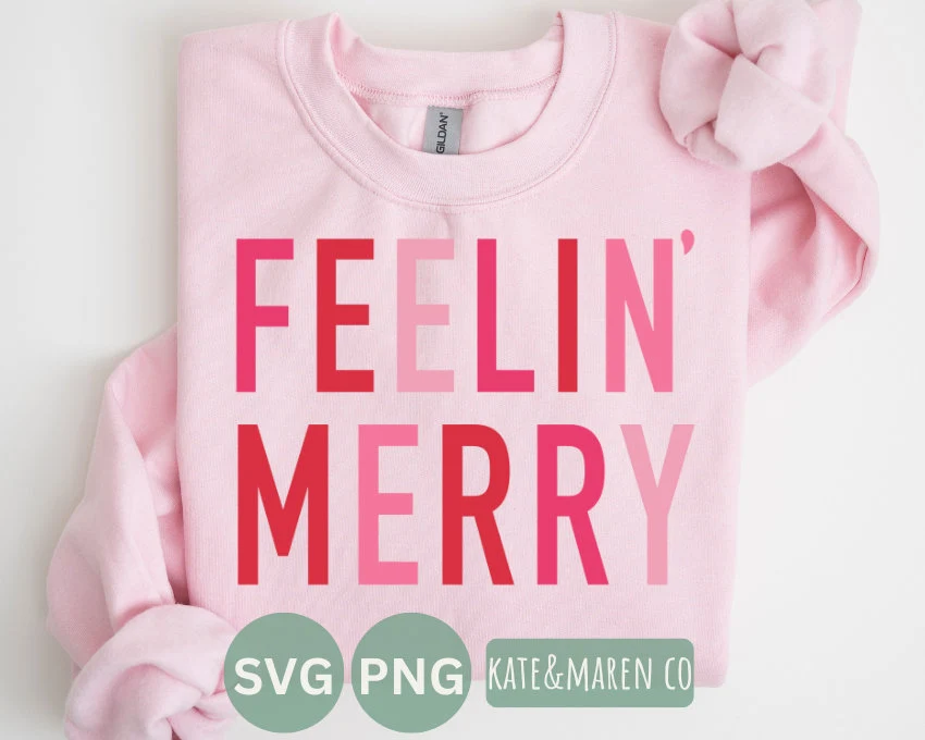 'Feelin' Merry' Bold Typography in Vibrant Pink and Red Hues | Jiffy ...