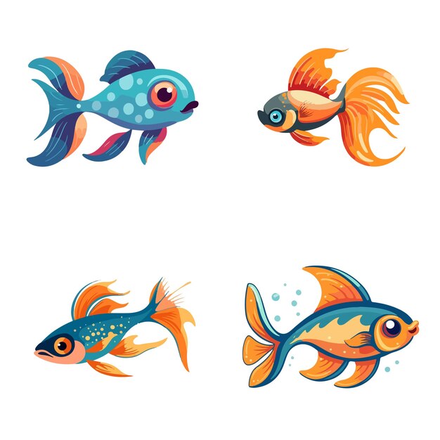 Vibrant and Whimsical Collection of Cartoon Fish Illustrations | Jiffy ...