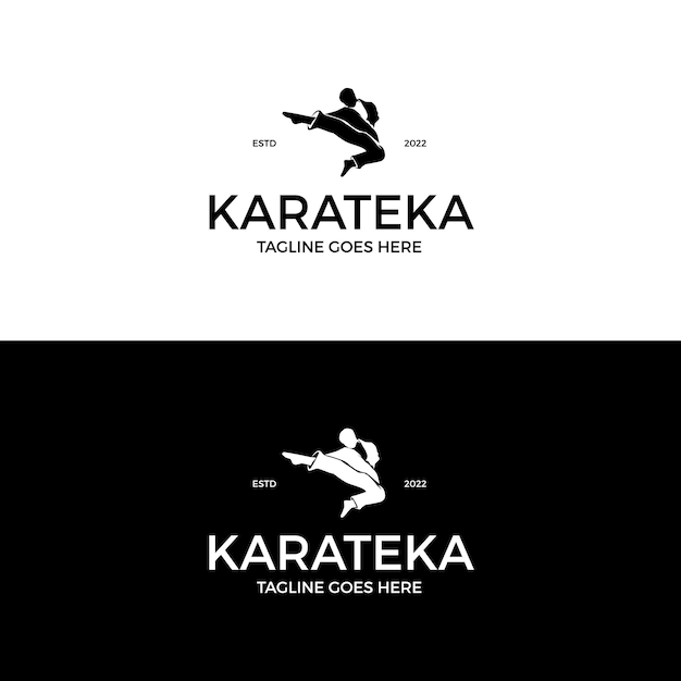 Powerful Karateka Silhouette: Dynamic Martial Arts Emblem | Jiffy Designs