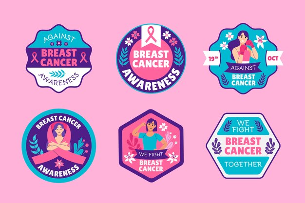 Vibrant Collection of Breast Cancer Awareness Badges and Emblems ...