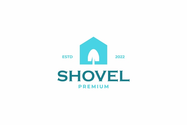 Iconic Shovel Logo Design with Minimalist House Emblem | Jiffy Designs