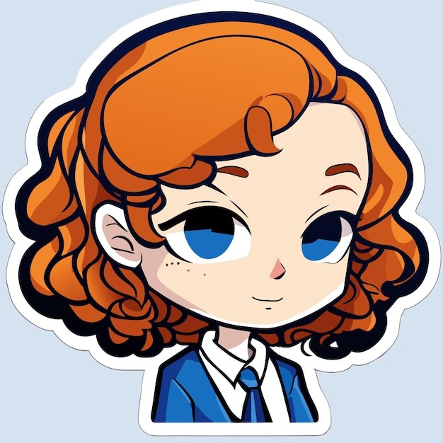 Charming Anime-Inspired Chibi Character with Vibrant Orange Curls ...