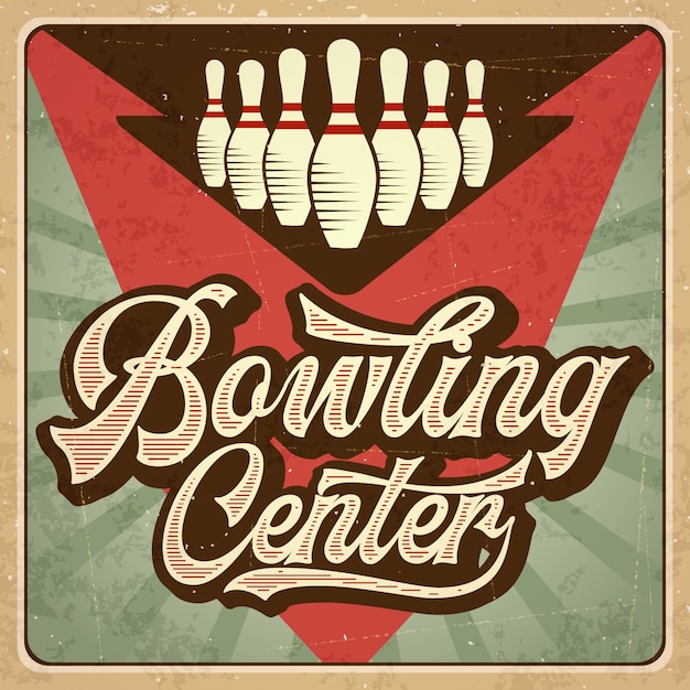 Retro Bowling Center Sign with Striking Pins | Jiffy Designs