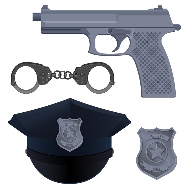 Tactical Law Enforcement Gear: Handgun, Cuffs, and Badge | Jiffy Designs