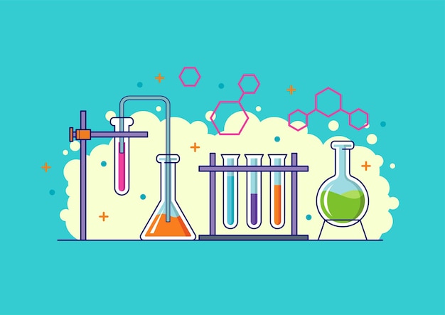 Vibrant Laboratory Glassware and Scientific Symbols | Jiffy Designs