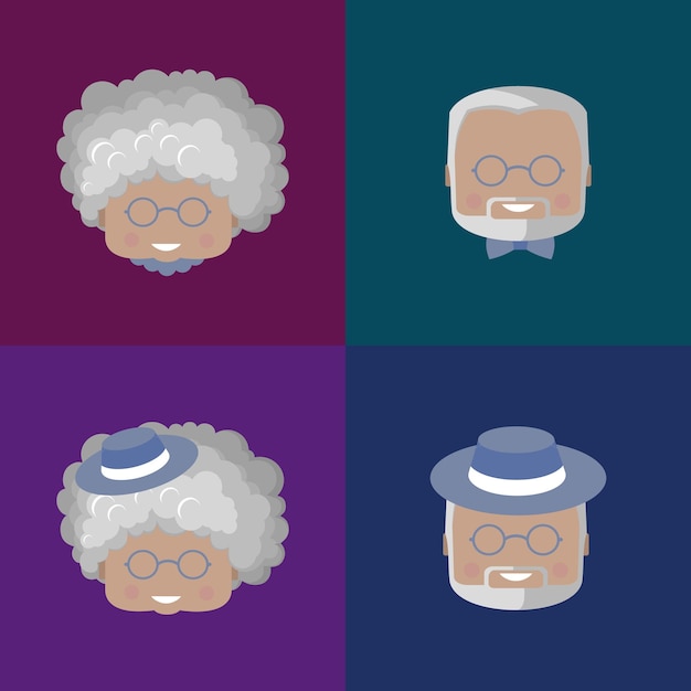 Vibrant Collection of Stylized Elderly Character Portraits | Jiffy Designs