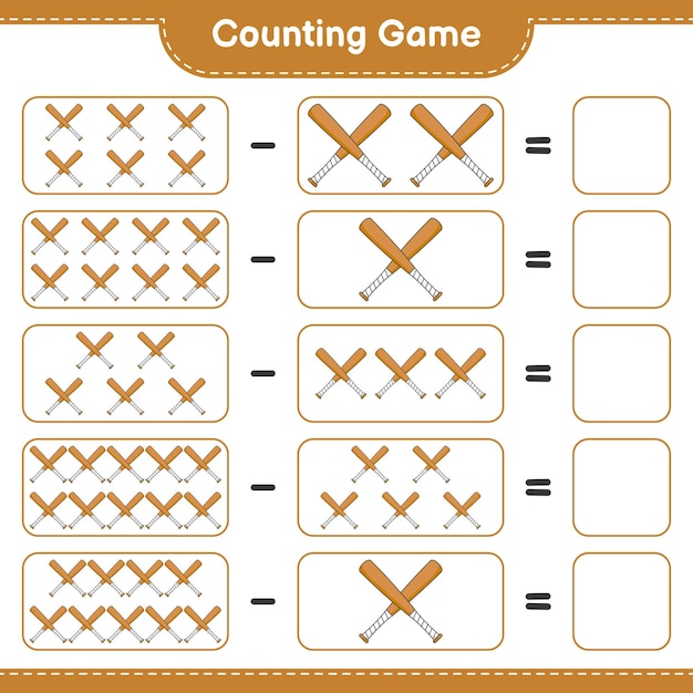Counting Baseball Bats and Crosses in Fun Math Activity | Jiffy Designs