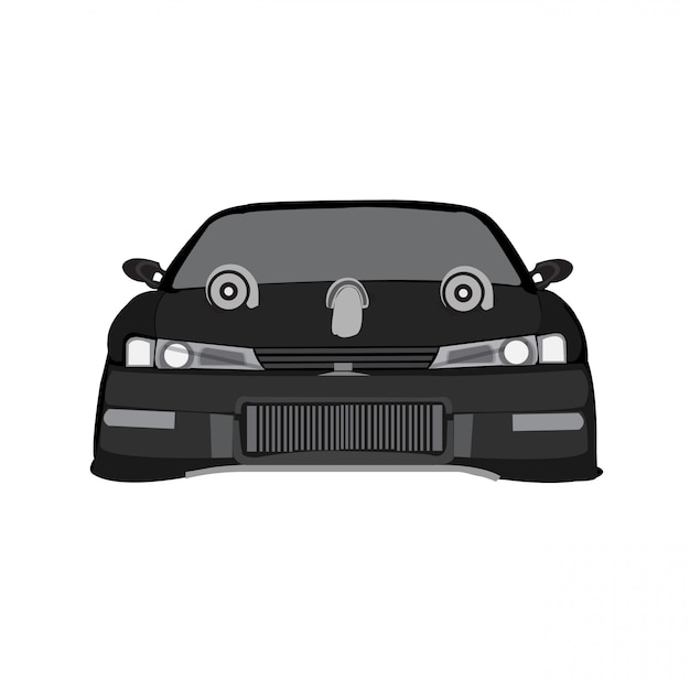 Sleek Black Sports Car Front View Graphic Illustration | Jiffy Designs