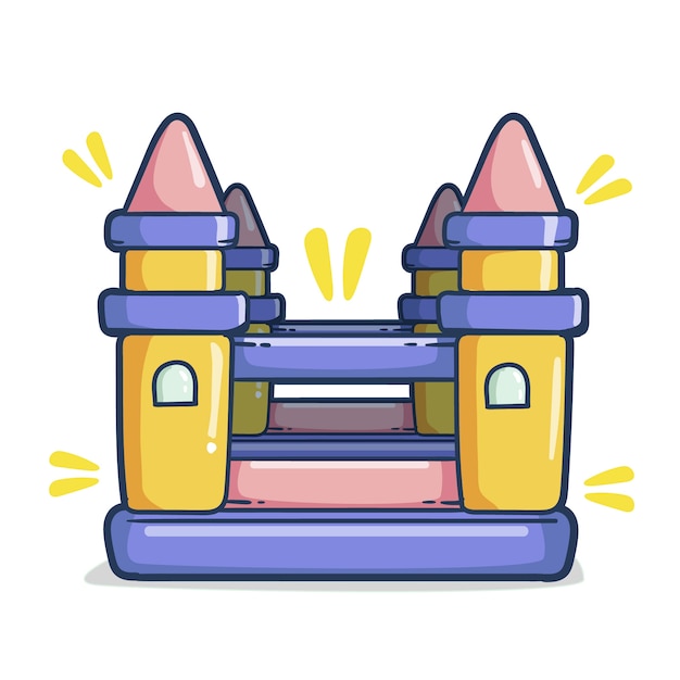 Colorful Bouncy Castle Illustration with Turrets and Flags | Jiffy Designs