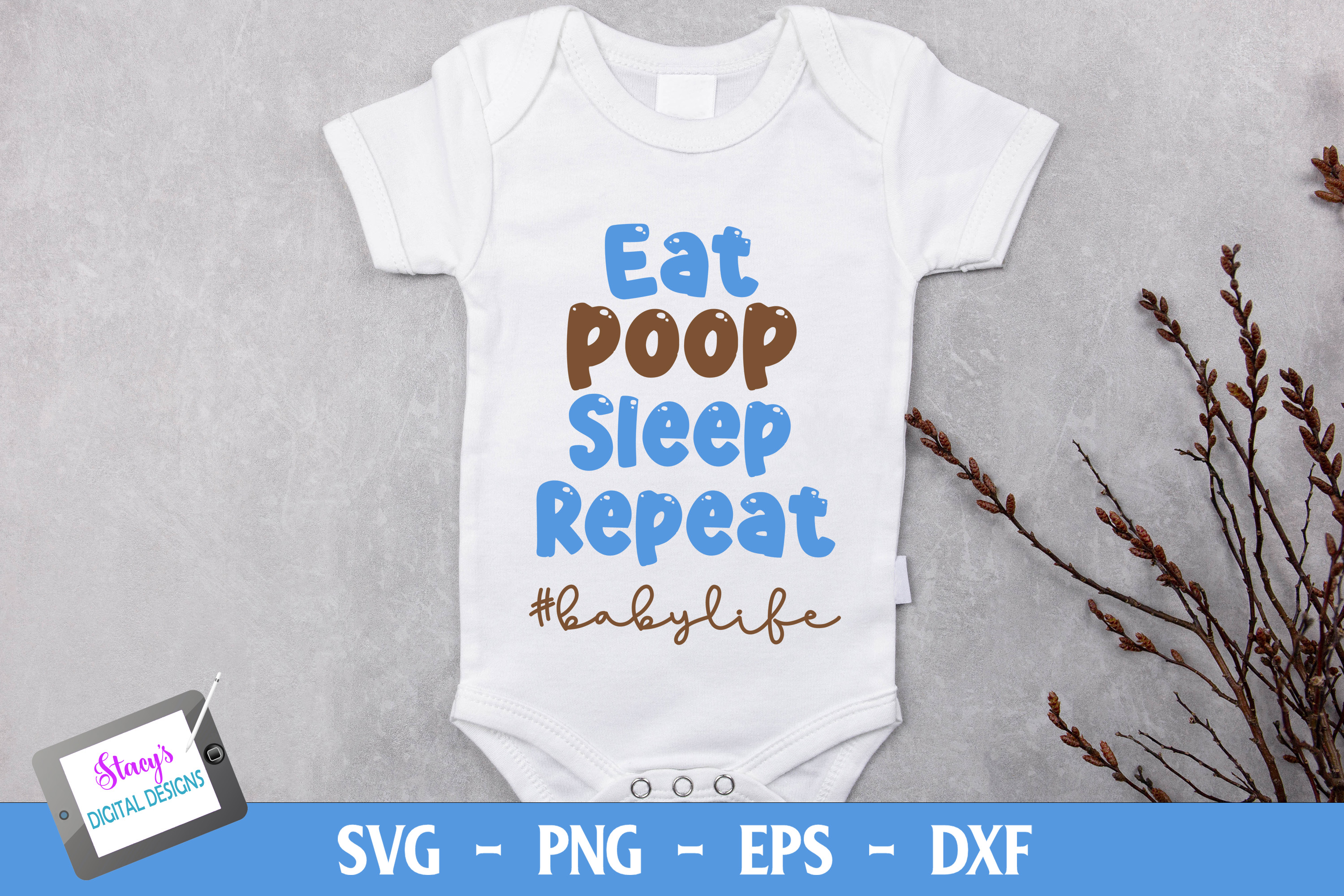 'Eat Poop Sleep Repeat' Playful Typography with Hashtag Baby Life ...