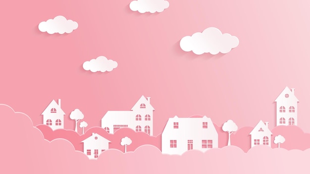 Charming Paper Townscape on Soft Pink Background | Jiffy Designs
