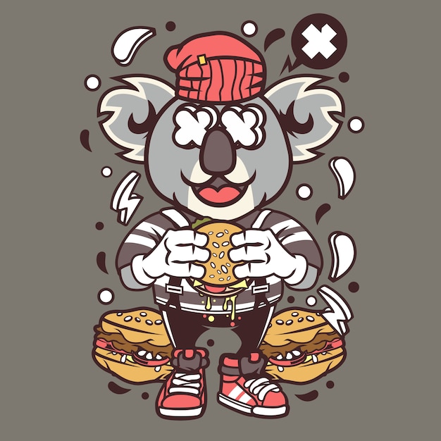 Cute Cartoon Mouse Character Eating Burgers with Funny Expression ...