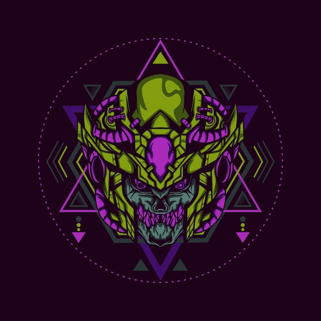 Fearsome Alien Creature in Geometric Mystical Illustration | Jiffy Designs
